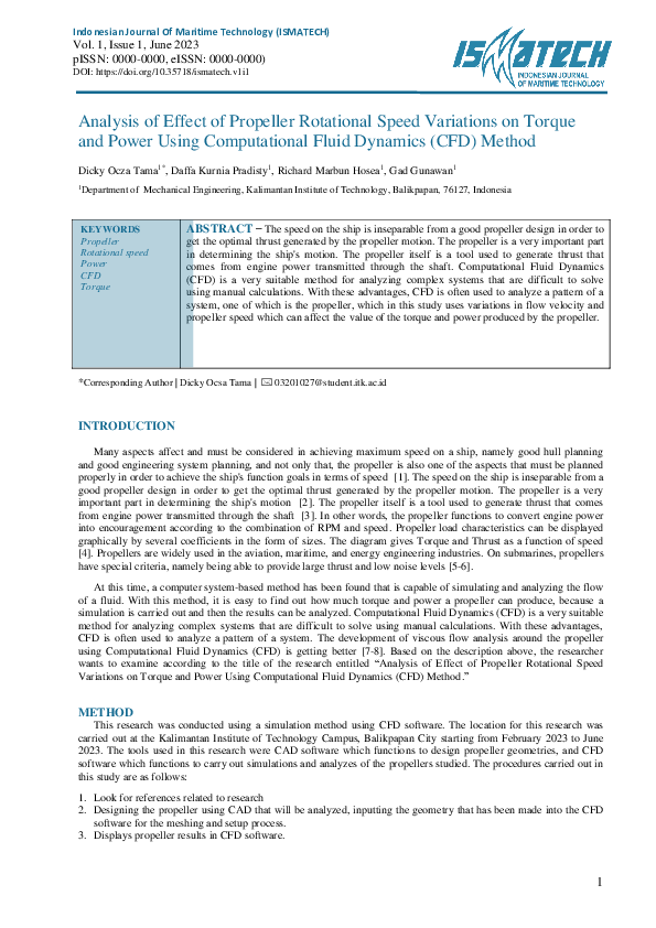(PDF) Analysis of Effect of Propeller Rotational Speed Variations on ...