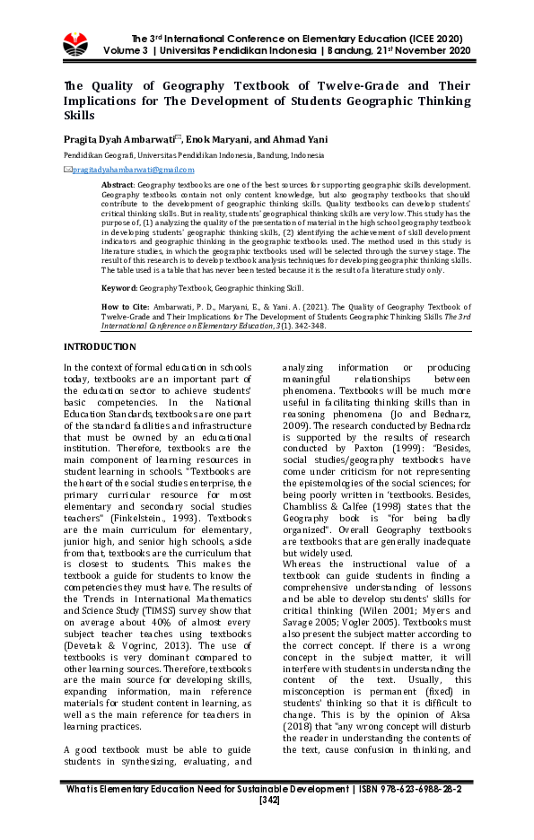 (PDF) The Quality of Geography Textbook of Twelve-Grade and Their ...