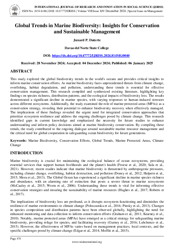 (PDF) Global Trends in Marine Biodiversity: Insights for Conservation ...