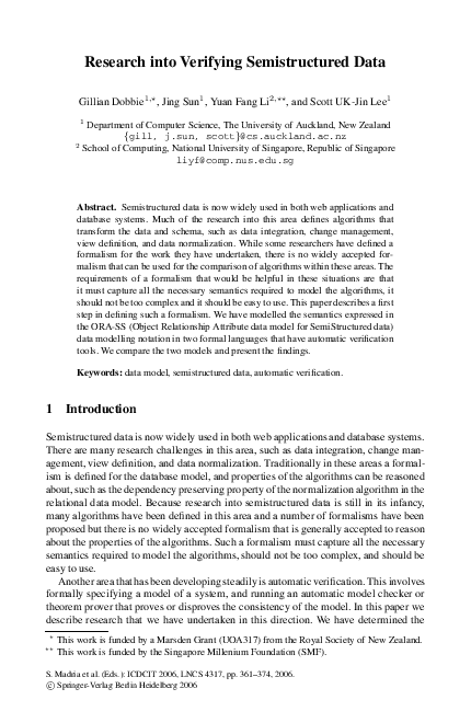 (PDF) Research into Verifying Semistructured Data
