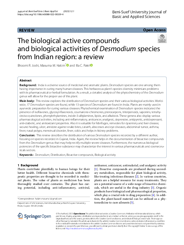 (PDF) The biological active compounds and biological activities of Desmodium species from Indian ...