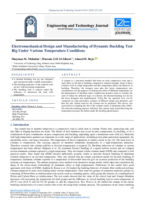 (PDF) Electromechanical Design and Manufacturing of Dynamic Buckling ...
