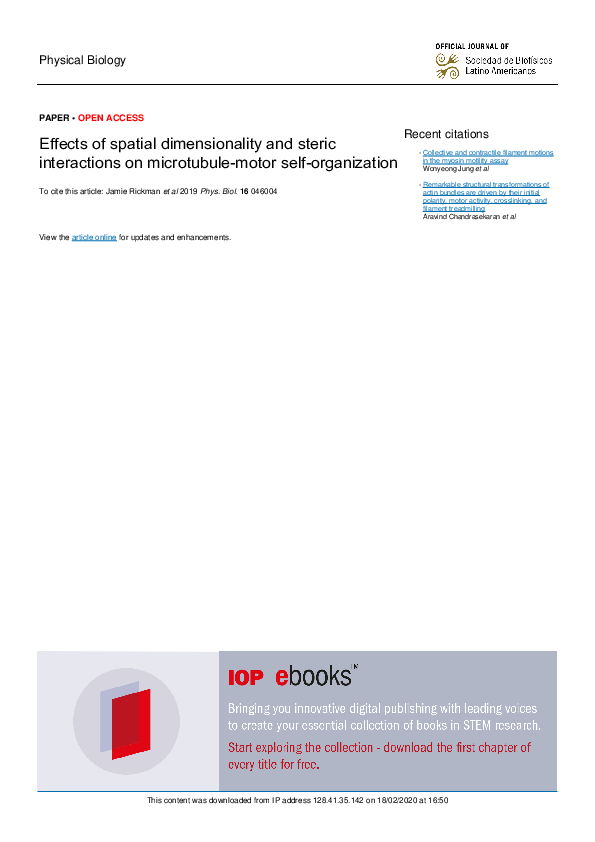 (PDF) Effects of spatial dimensionality and steric interactions on microtubule-motor self ...