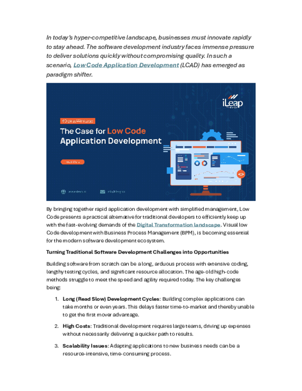 (PDF) The Case for Low Code Application Development