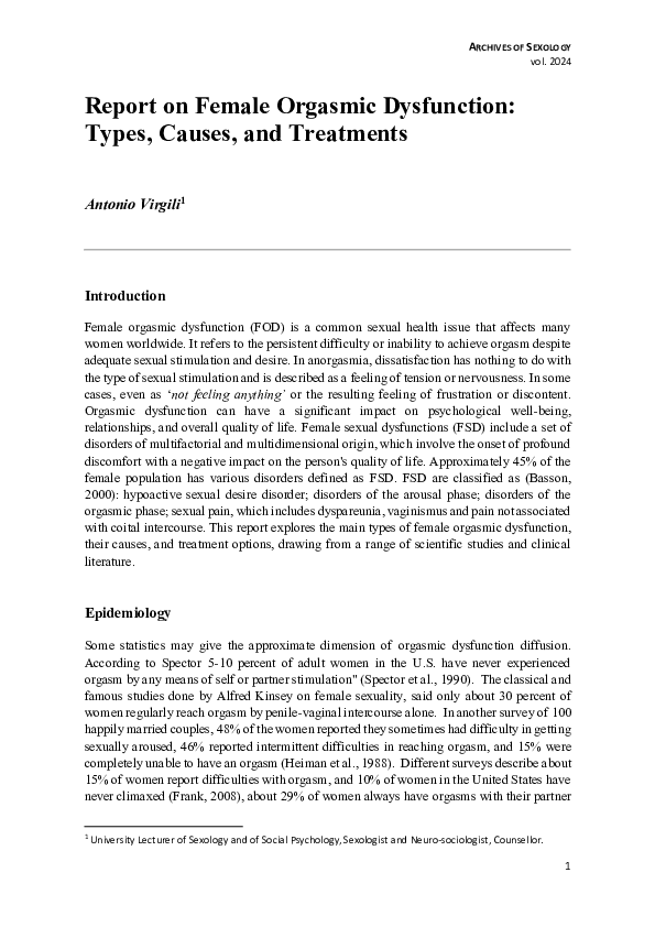(PDF) Report on Female Orgasmic Dysfunction
