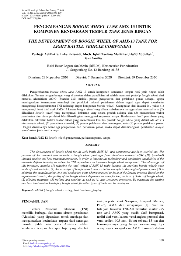 (PDF) Pengembangan Boogie Wheel Tank AMX-13 untuk Komponen Kendaraan ...