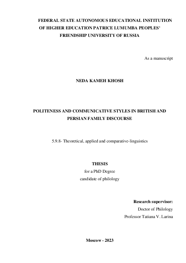 (PDF) Politeness and communicative styles in British and Persian family ...