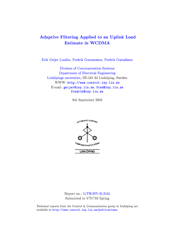 (PDF) Adaptive filtering applied to an uplink load estimate in WCDMA