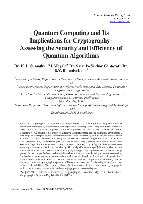 (PDF) Quantum Computing and Its Implications for Cryptography: Assessing the Security and ...
