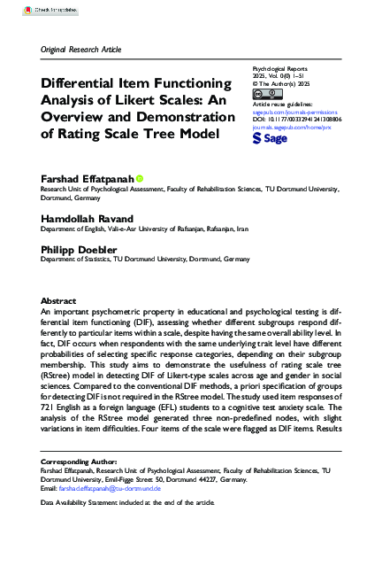 (PDF) Differential Item Functioning Analysis of Likert Scales An Overview and Demonstration of ...