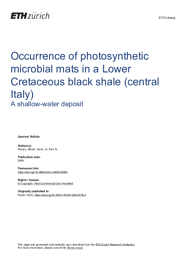 (PDF) Occurrence of photosynthetic microbial mats in a Lower Cretaceous ...