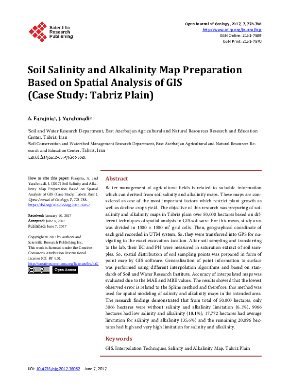 (PDF) Soil Salinity and Alkalinity Map Preparation Based on Spatial Analysis of GIS (Case Study ...