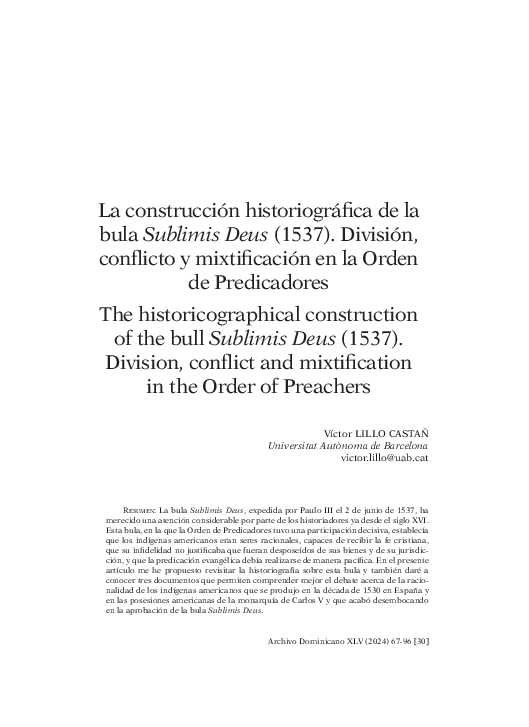 (PDF) La construcción historiográfica de la bula Sublimis Deus (1537 ...