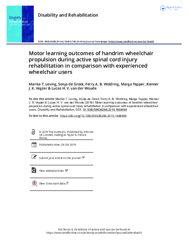 (PDF) Motor learning outcomes of handrim wheelchair propulsion during ...