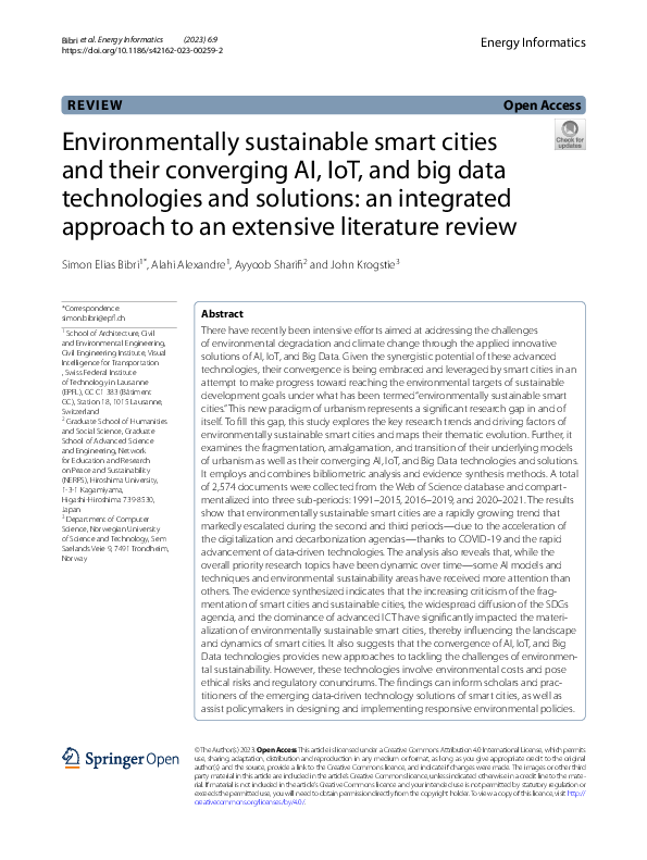 (PDF) Environmentally sustainable smart cities and their converging AI ...