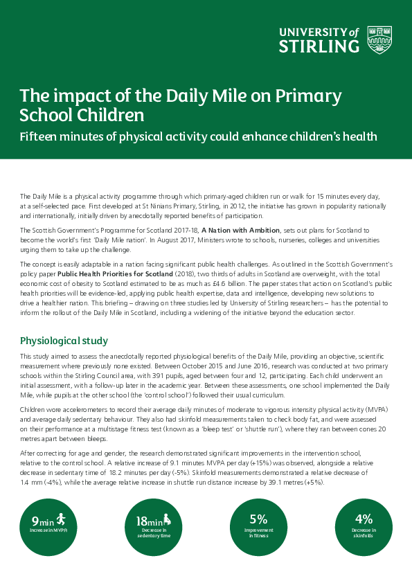 (PDF) The impact of the Daily Mile on Primary School Children