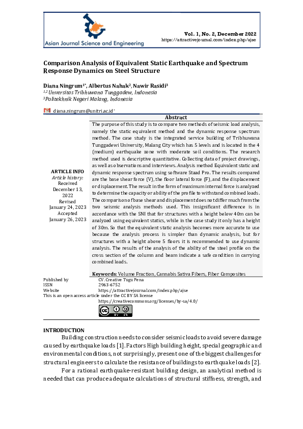 (PDF) Comparison Analysis of Equivalent Static Earthquake and Spectrum Response Dynamics on ...