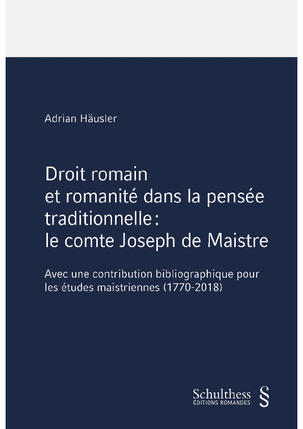 (PDF) Droit romain et romanité dans la pensée traditionnelle : le comte ...