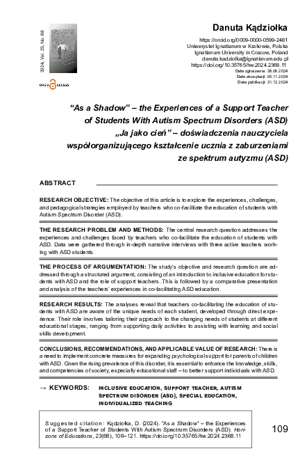 (PDF) “As a Shadow” – the Experiences of a Support Teacher of Students ...