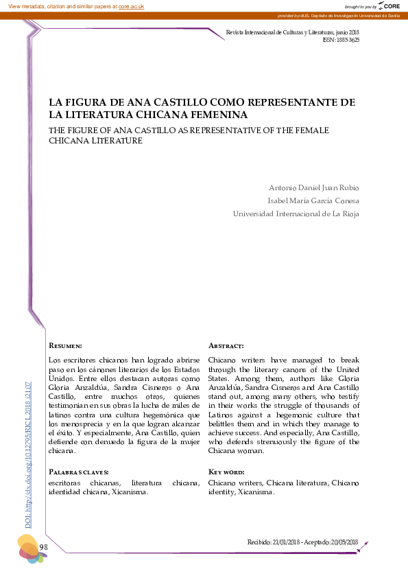 (PDF) The figure of Ana Castillo as representative of the female ...