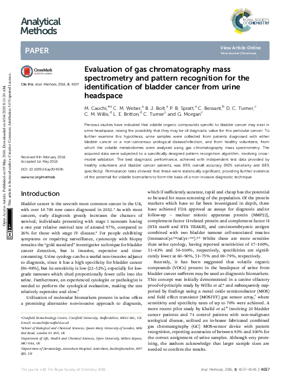 (PDF) Evaluation of gas chromatography mass spectrometry and pattern recognition for the ...