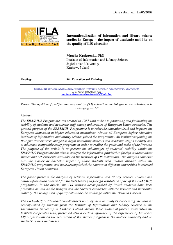 (PDF) Internationalization of information and library science studies ...