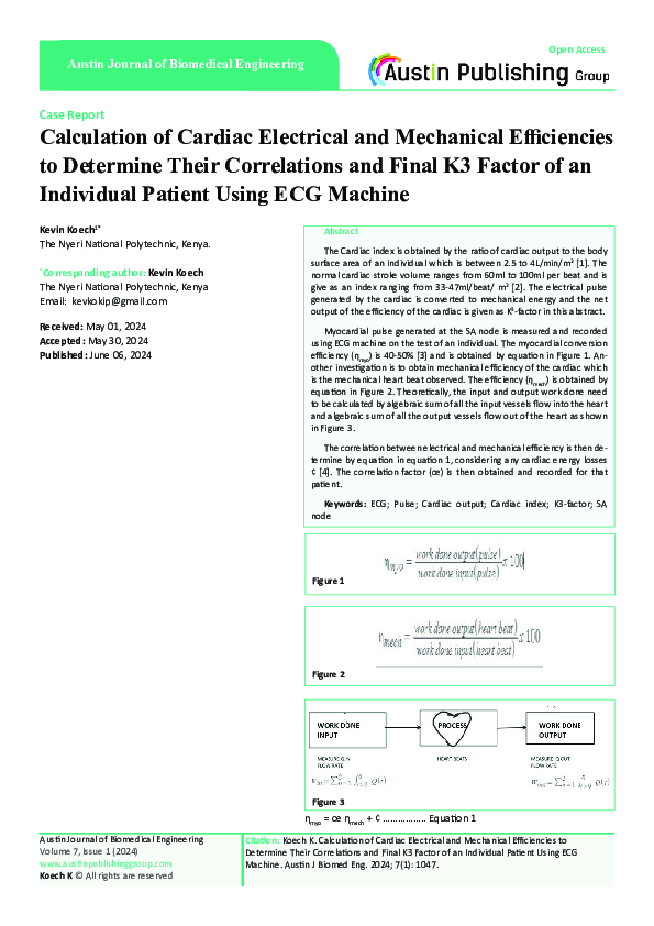 (PDF) Calculation of Cardiac Electrical and Mechanical Efficiencies to ...