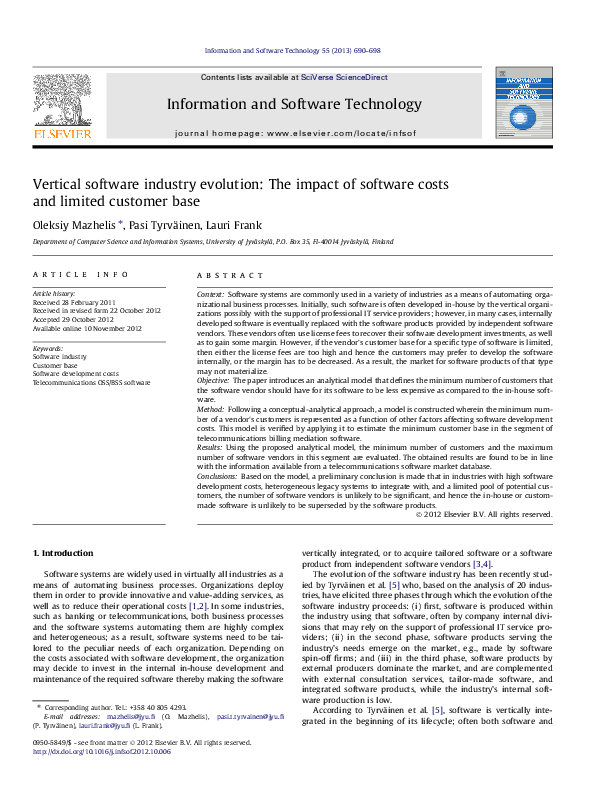 (PDF) Vertical software industry evolution: The impact of software ...