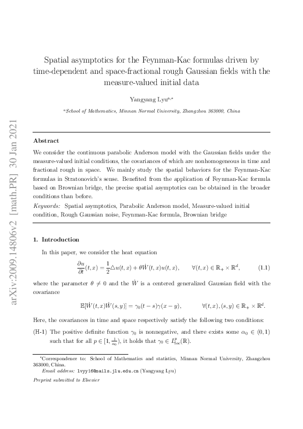 (PDF) Spatial asymptotics for the Feynman–Kac formulas driven by time-dependent and space ...