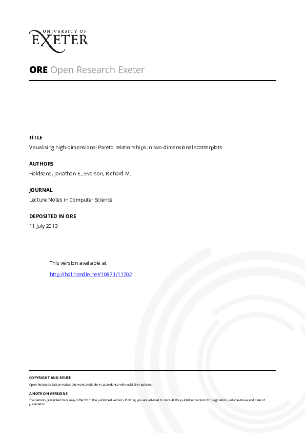 (PDF) Visualising High-Dimensional Pareto Relationships in Two ...