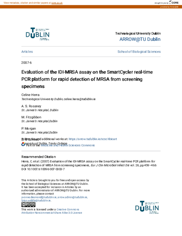(PDF) Evaluation of the IDI-MRSA assay on the SmartCycler real-time PCR platform for rapid ...