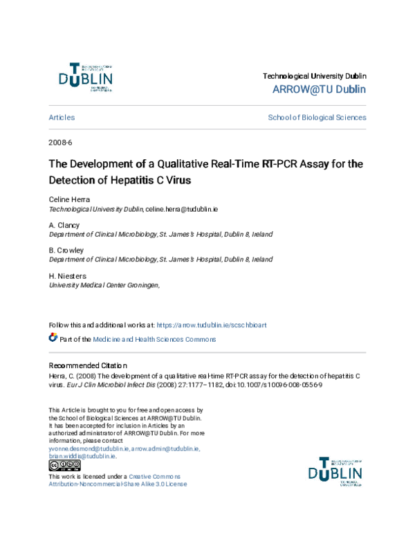 (PDF) The development of a qualitative real-time RT-PCR assay for the ...