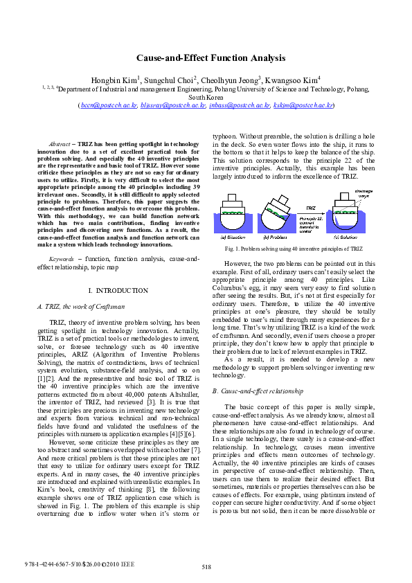 (PDF) Cause-and-effect function analysis