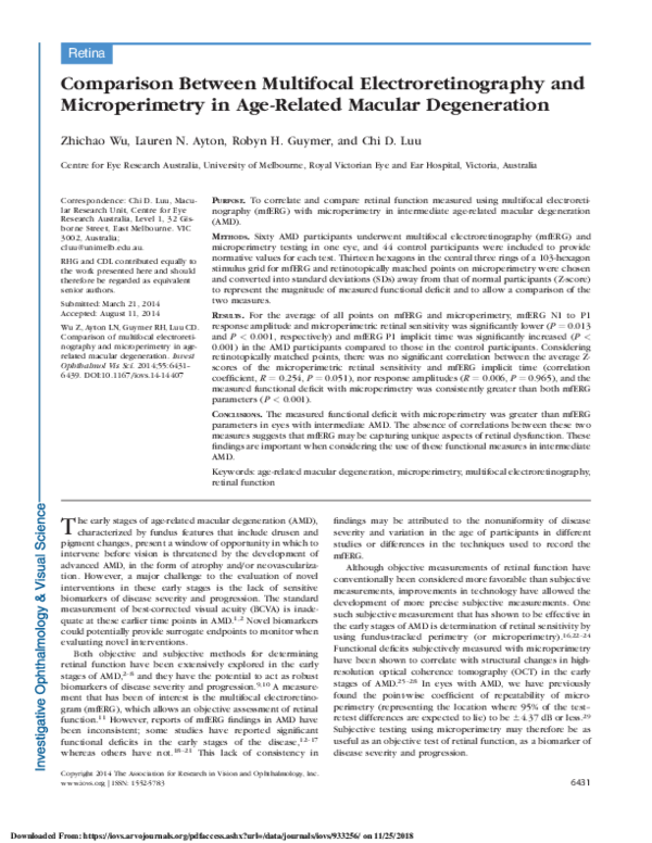 (PDF) Comparison between multifocal electroretinography and ...