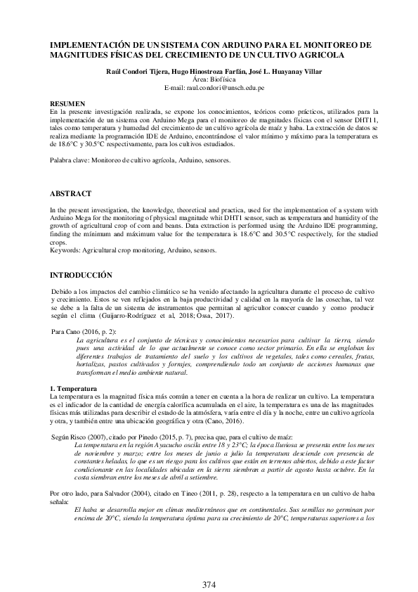 (PDF) Implementación de un sistema con arduino para el monitoreo de magnitudes físicas del ...