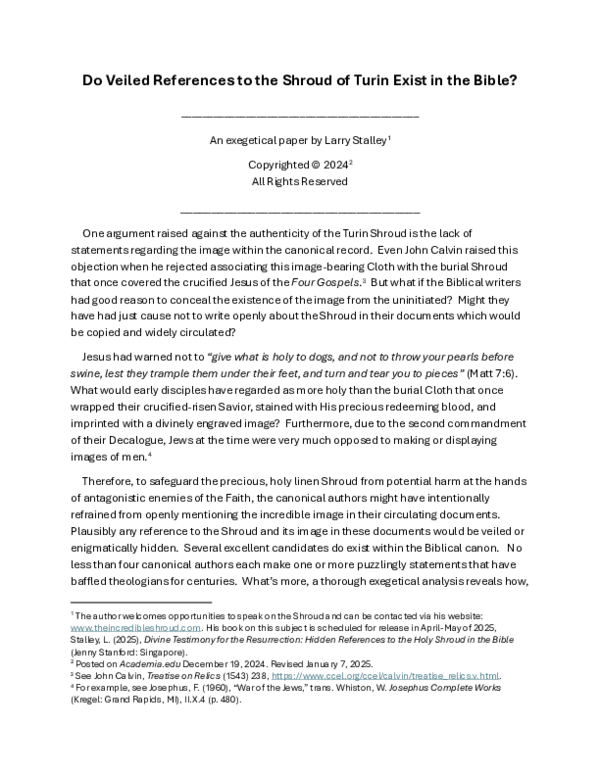 (PDF) Do Veiled References to the Shroud of Turin Exist in the Bible ...