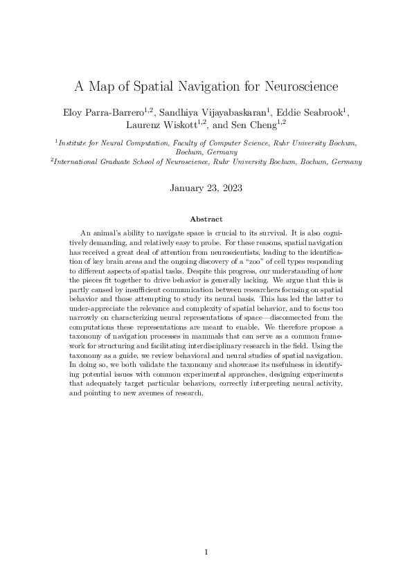 (PDF) A Map of Spatial Navigation for Neuroscience
