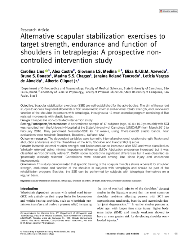 (PDF) Scapular Exercises Enhance Shoulder Function in Tetraplegia