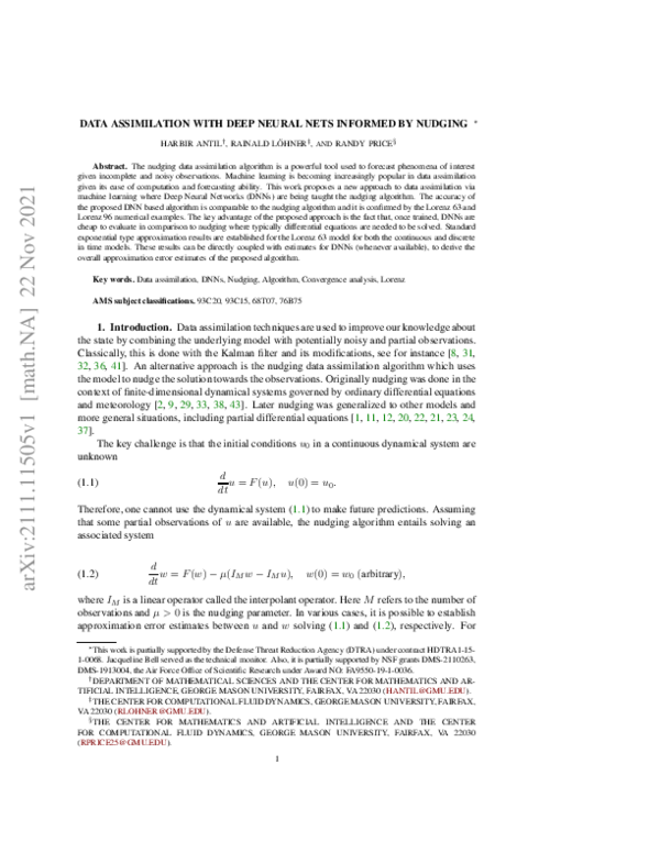 (PDF) Data Assimilation with Deep Neural Nets Informed by Nudging