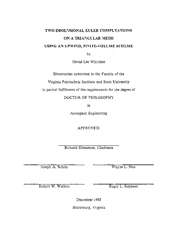 (PDF) Two-dimensional Euler computations on a triangular mesh using an ...