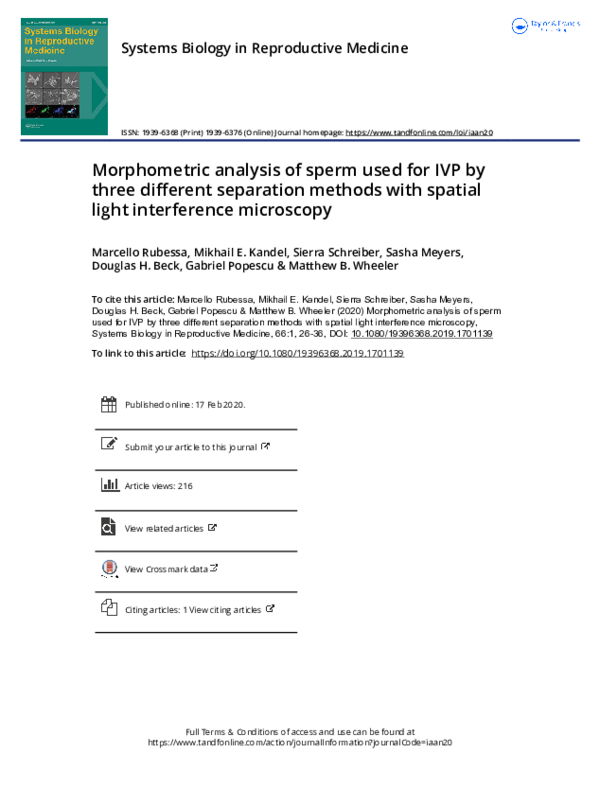 (PDF) Morphometric analysis of sperm used for IVP by three different separation methods with ...
