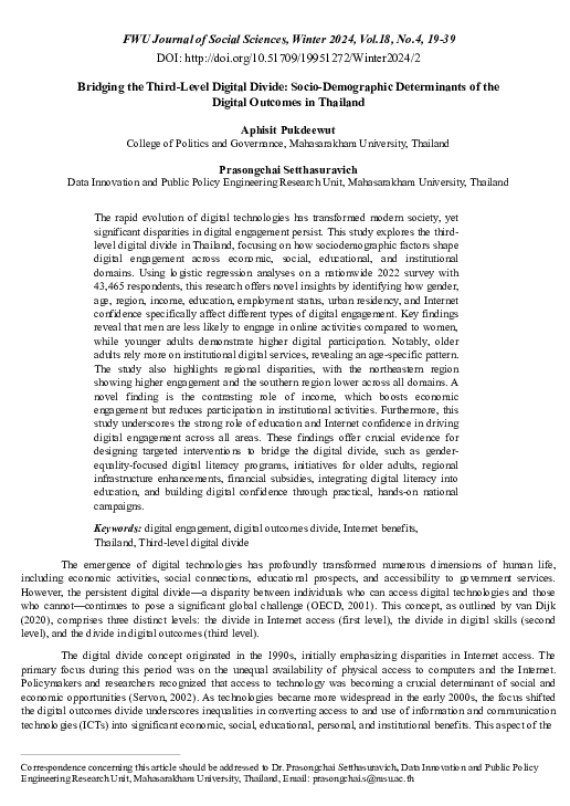 Pdf Bridging The Third Level Digital Divide