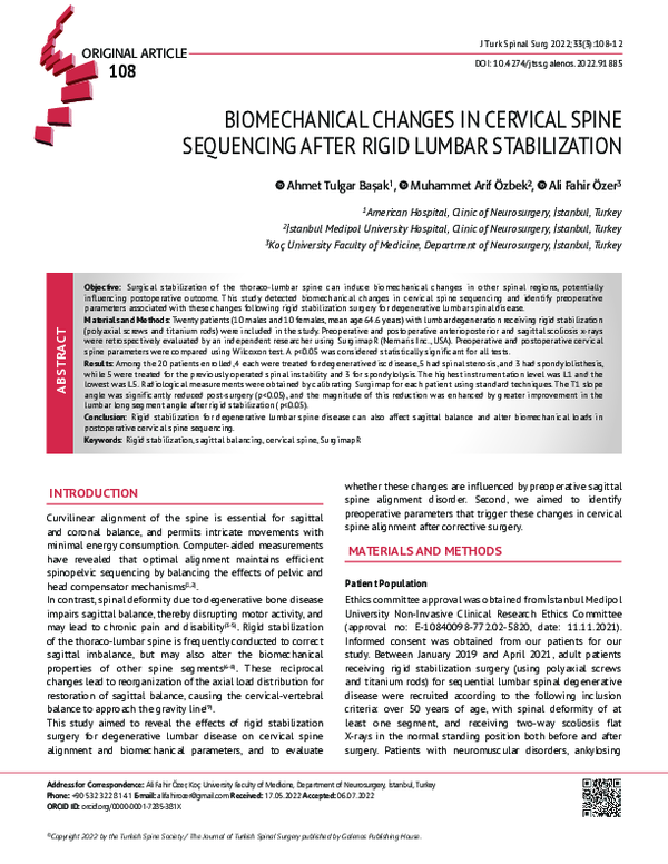(PDF) Biomechanical Changes in Cervical Spine Sequencing After Rigid ...