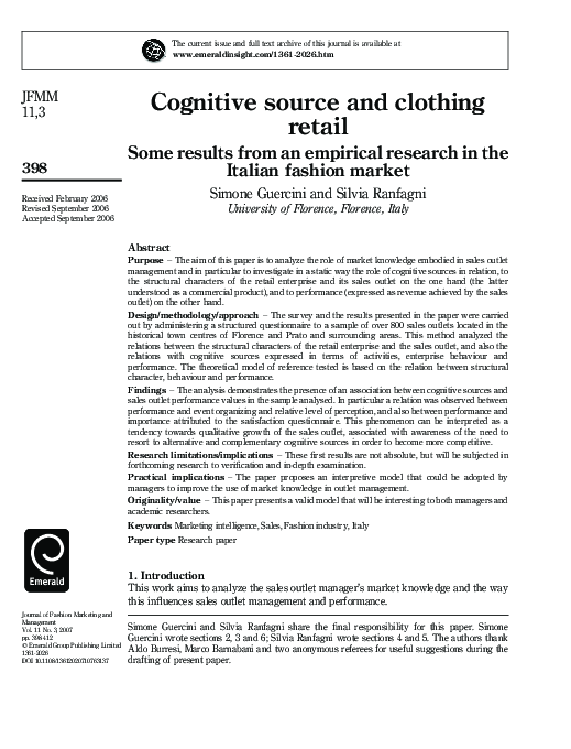 (PDF) Cognitive source and clothing retail