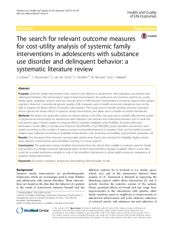 (PDF) The search for relevant outcome measures for cost-utility ...