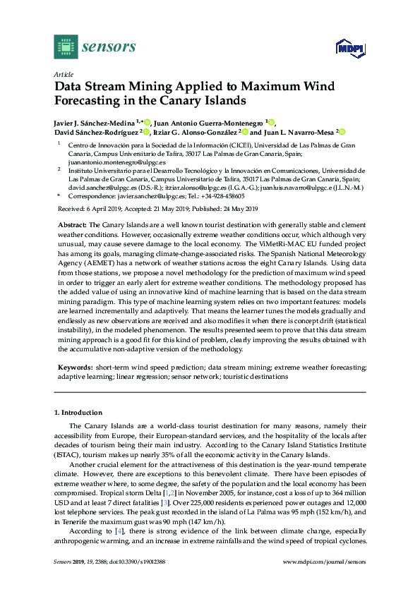 (PDF) Data Stream Mining Applied to Maximum Wind Forecasting in the Canary Islands