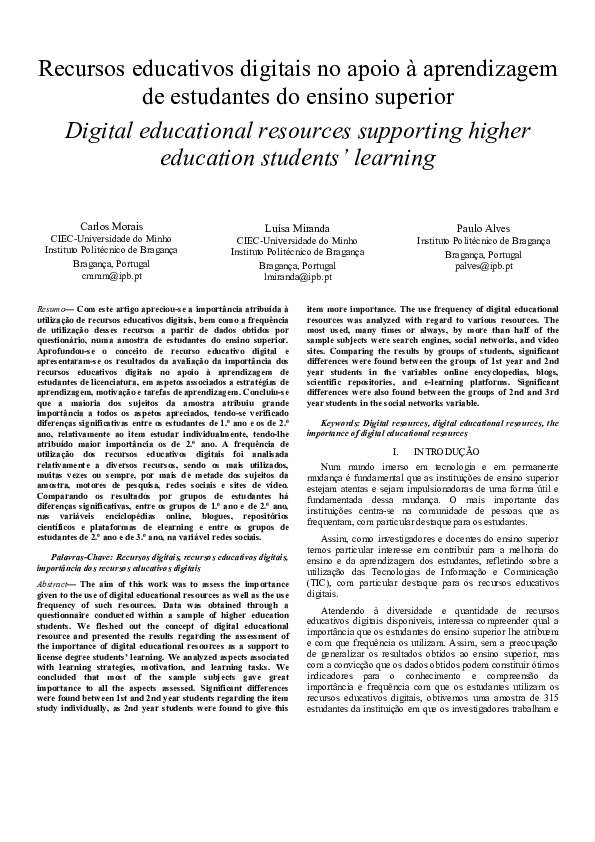 (PDF) Digital educational resources supporting higher education ...