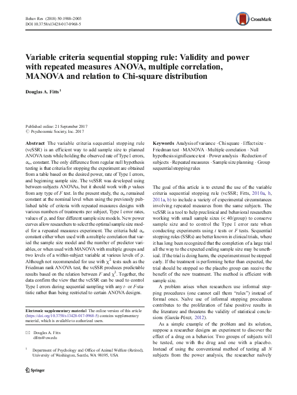 (PDF) Variable criteria sequential stopping rule: Validity and power with repeated measures ...