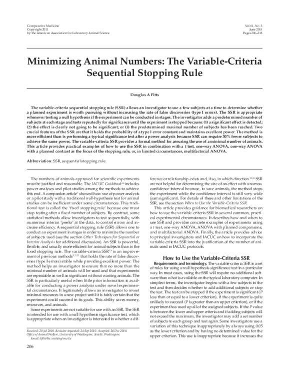 (PDF) Minimizing animal numbers: the variable-criteria sequential stopping rule