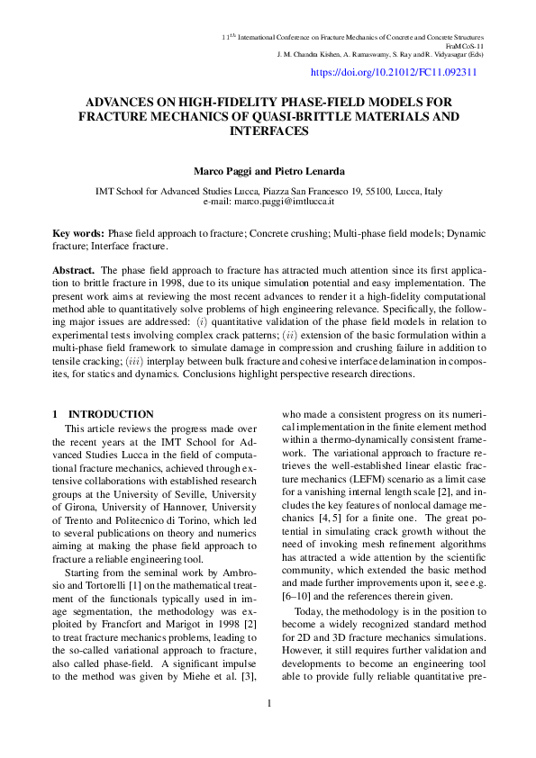 (PDF) Advances On High-Fidelity Phase-Field Models For Fracture Mechanics Of Quasi-Brittle ...